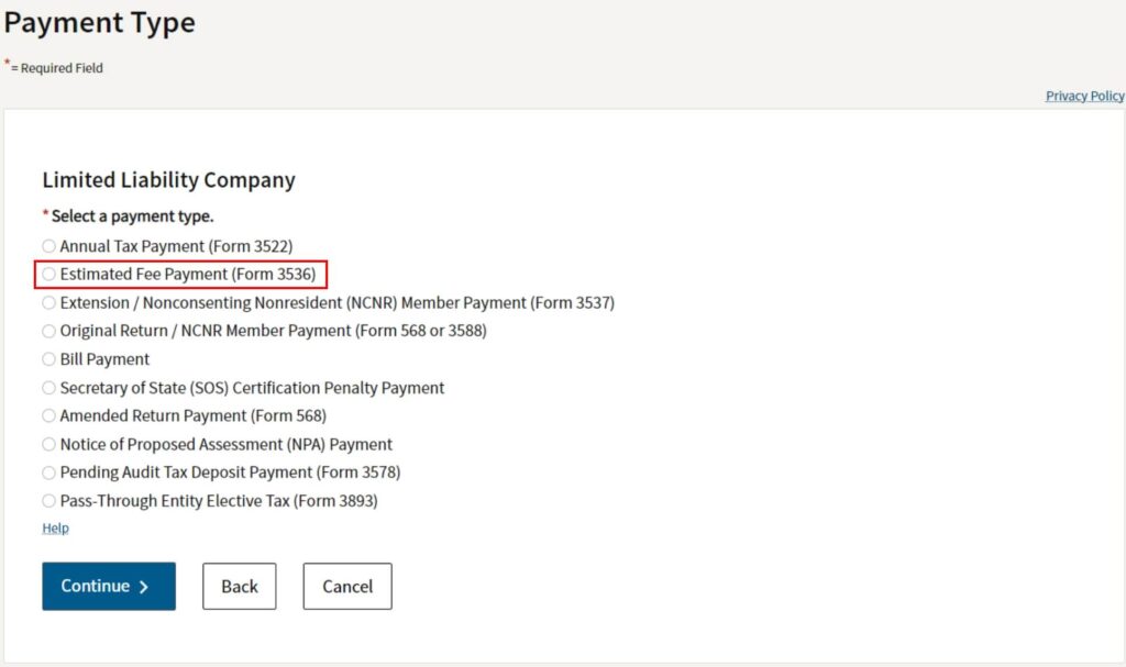 Business - CA LLC estimated tax (revenue based) - Gillingham CPA
